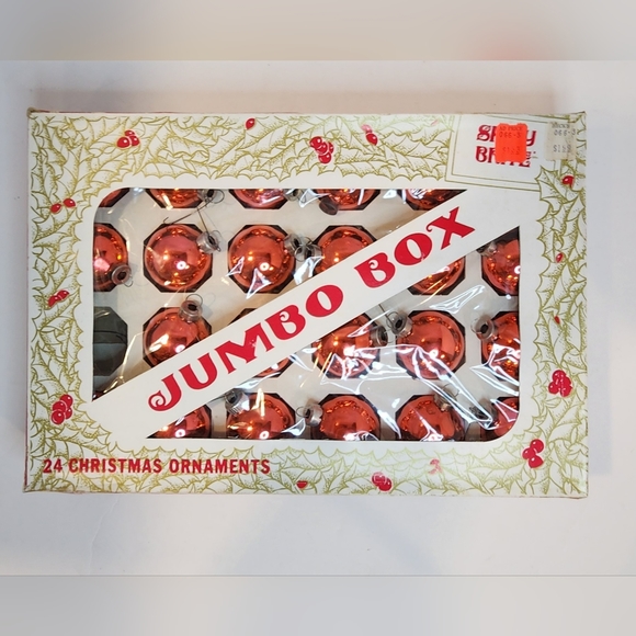 Shiny Brite | Holiday | Vintage Jumbo Box Shiny Brite Red Glass ...